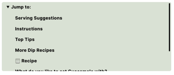 Advanced "Jump To" Links - Feast Design Co.