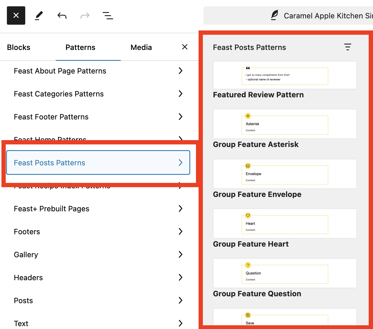 Using Blocks & Patterns (Feast+) - Feast Design Co.